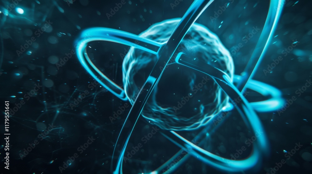 Glowing gamma ray symbol as radiant high-energy beam piercing dark ...