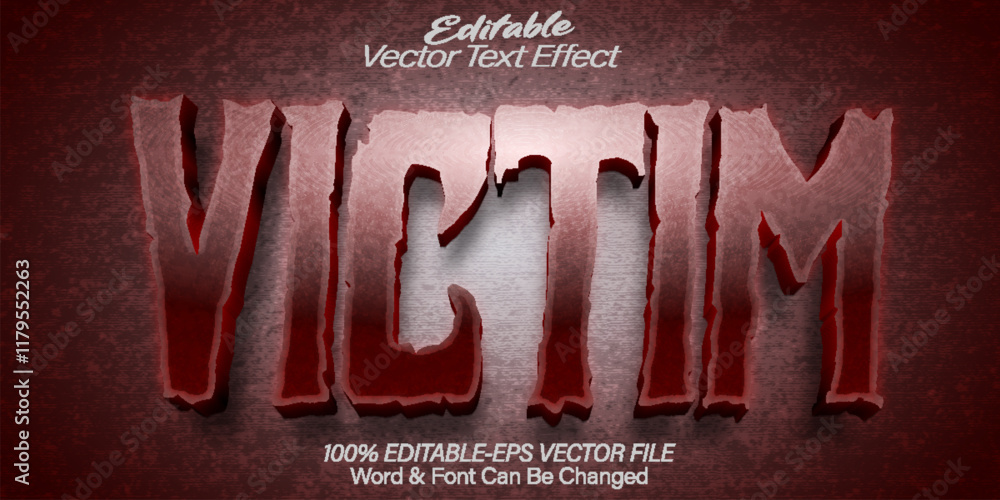 Victim Vector Text Effect Editable Alphabet Red Suffered Misfortune ...