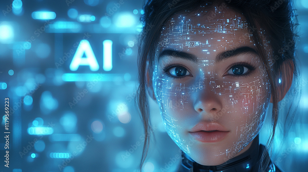 Artificial Intelligence. "AI". Beautiful female humanoid robot with ...