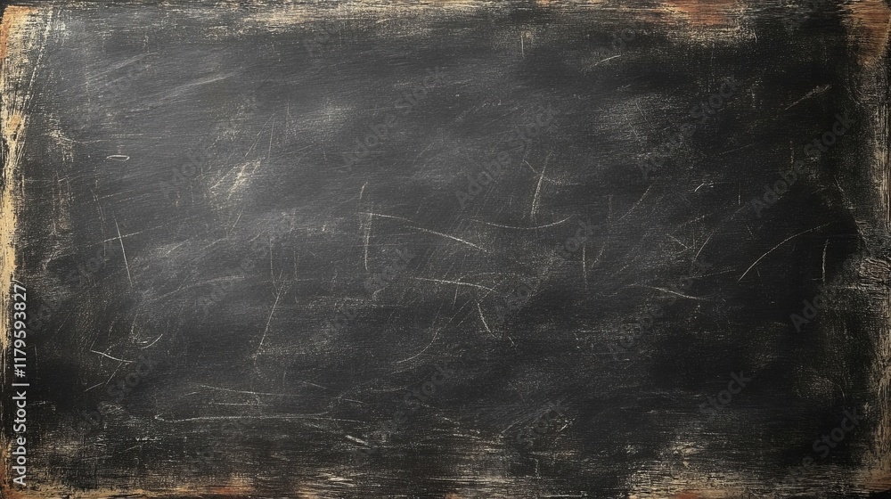 High-resolution top view of a vintage black chalkboard with slightly ...