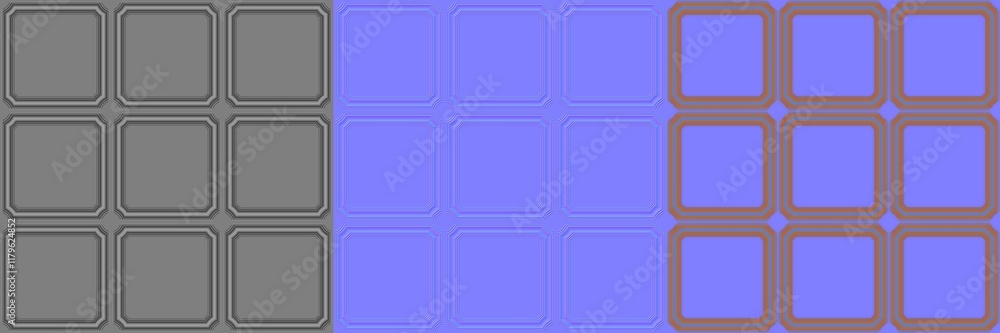 Square floor tile elegant seamless tiled texture height map normal map ...