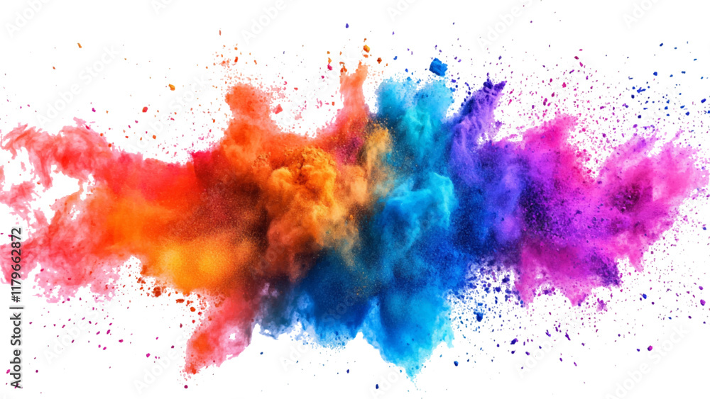 Bright rainbow holi powder explosion with a dynamic mix of colors ...