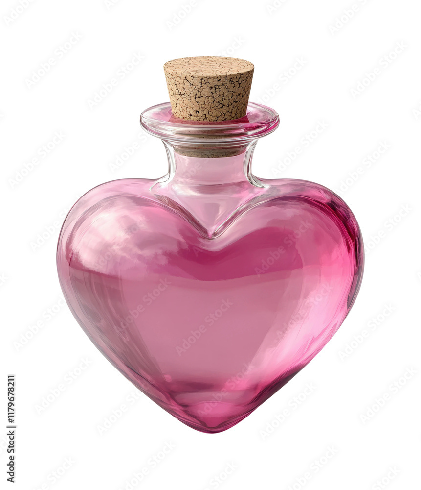 Heart-shaped pink potion bottle with cork high fidelity display ...