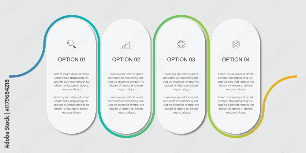 Infographic line curve. Timeline 4 Key Points. Business Presentation ...