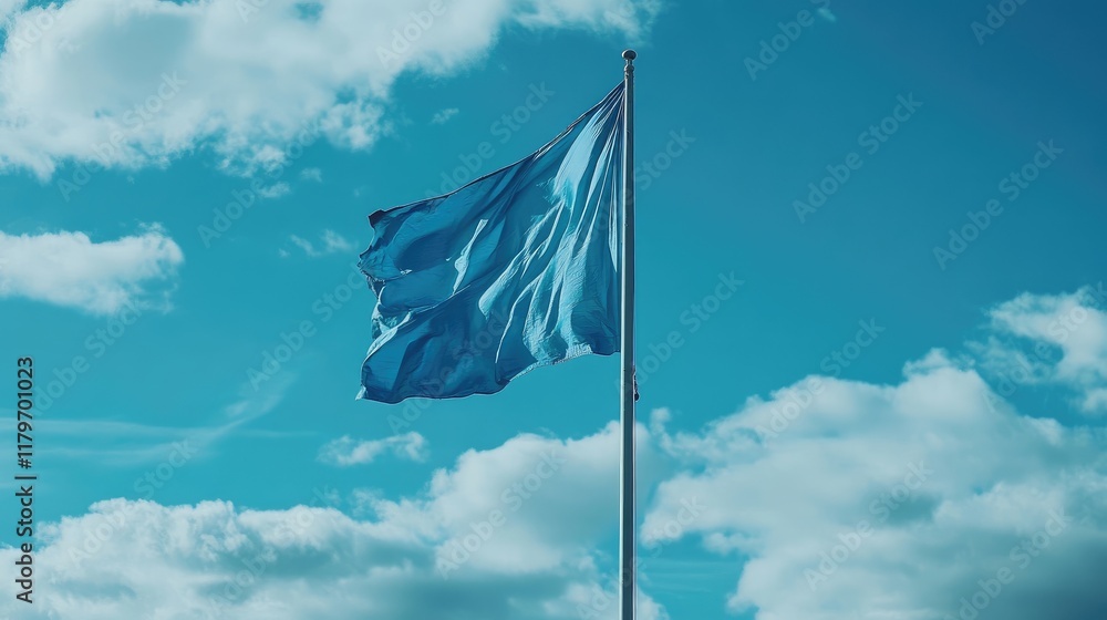 Bonnie Blue Flag waving against a clear blue sky with clouds showcasing ...