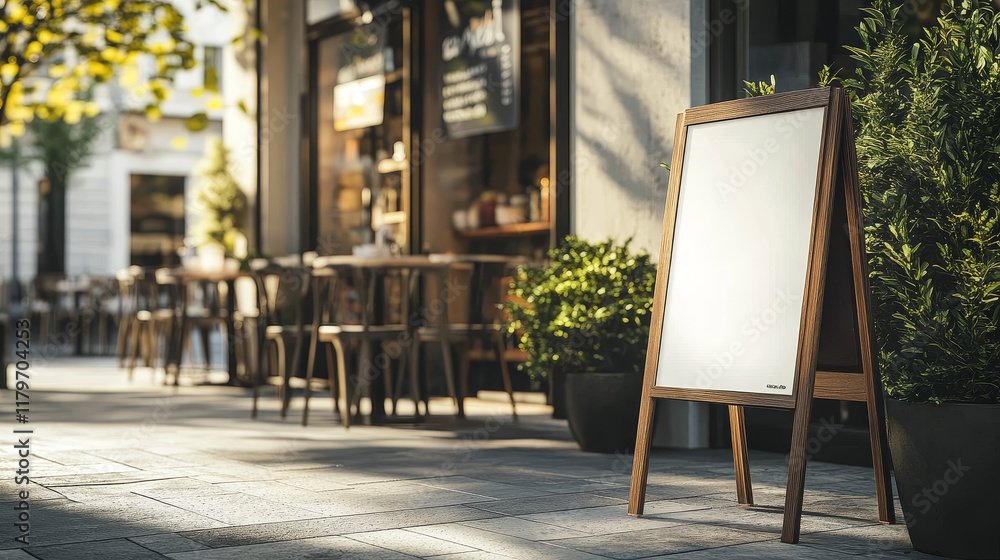 Advertising easel stand, sandwich sign board frame mockup. 3d menu ...