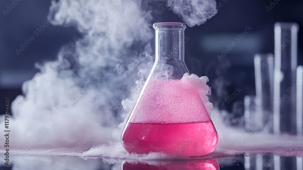 Chemical reaction in flask with explosion and smoke clouds animation ...