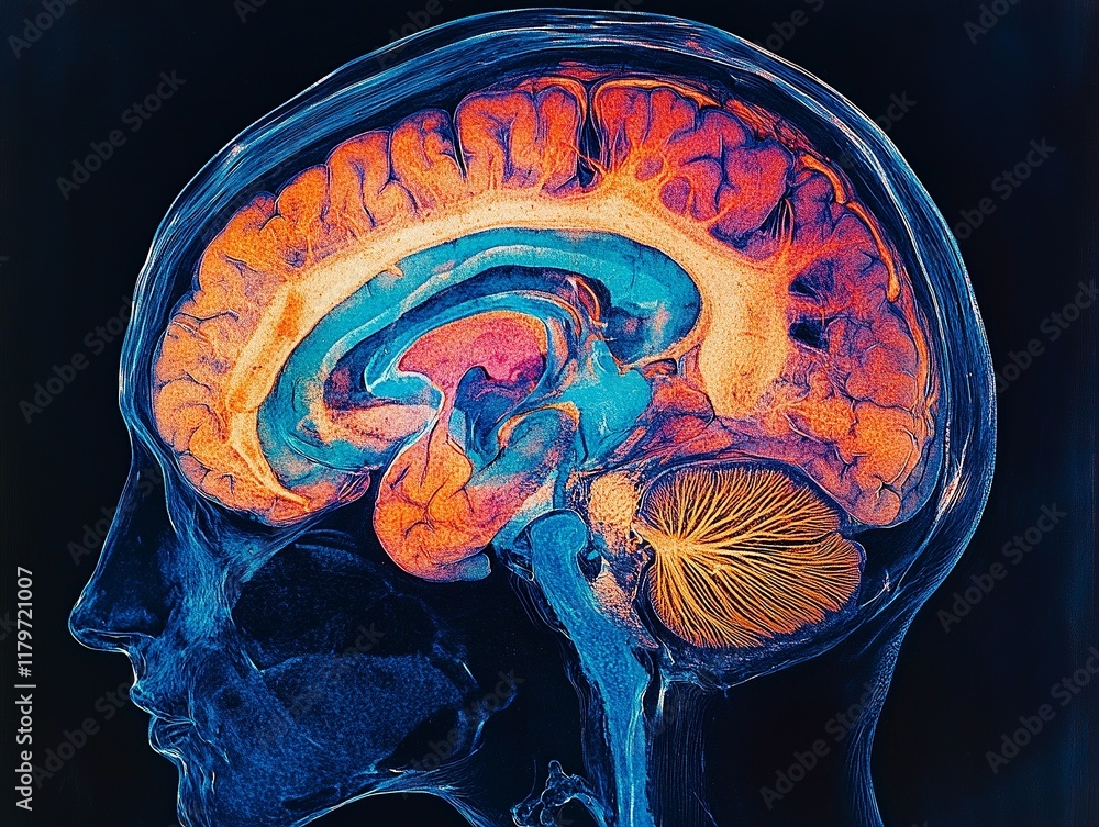 Human brain lobes. Cross section structure of the main nervous system ...