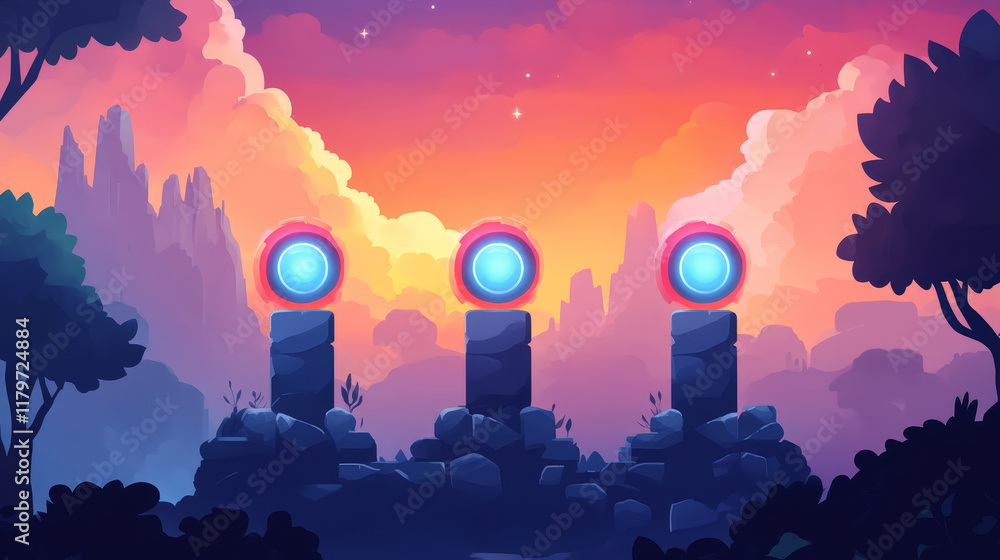 Vector game life progress bar. Cartoon ui avatar frame with health and ...