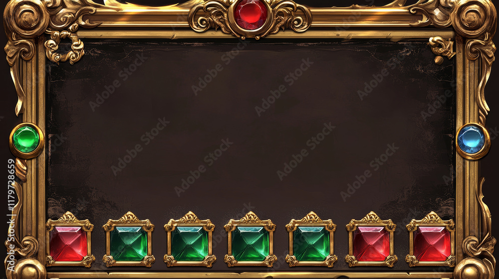 Game frame vector set, avatar UI fantasy RPG gold border, medieval ...