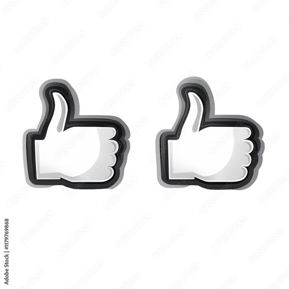 Like and unlike button. Thumbs up and down icons for user feedback. PNG ...