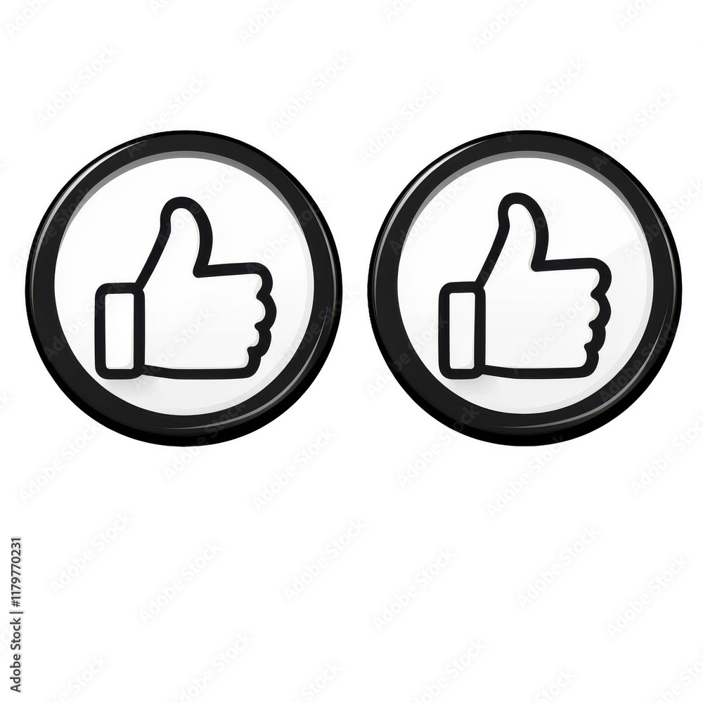 Like and unlike button. Thumbs up and down icons for user feedback. PNG ...