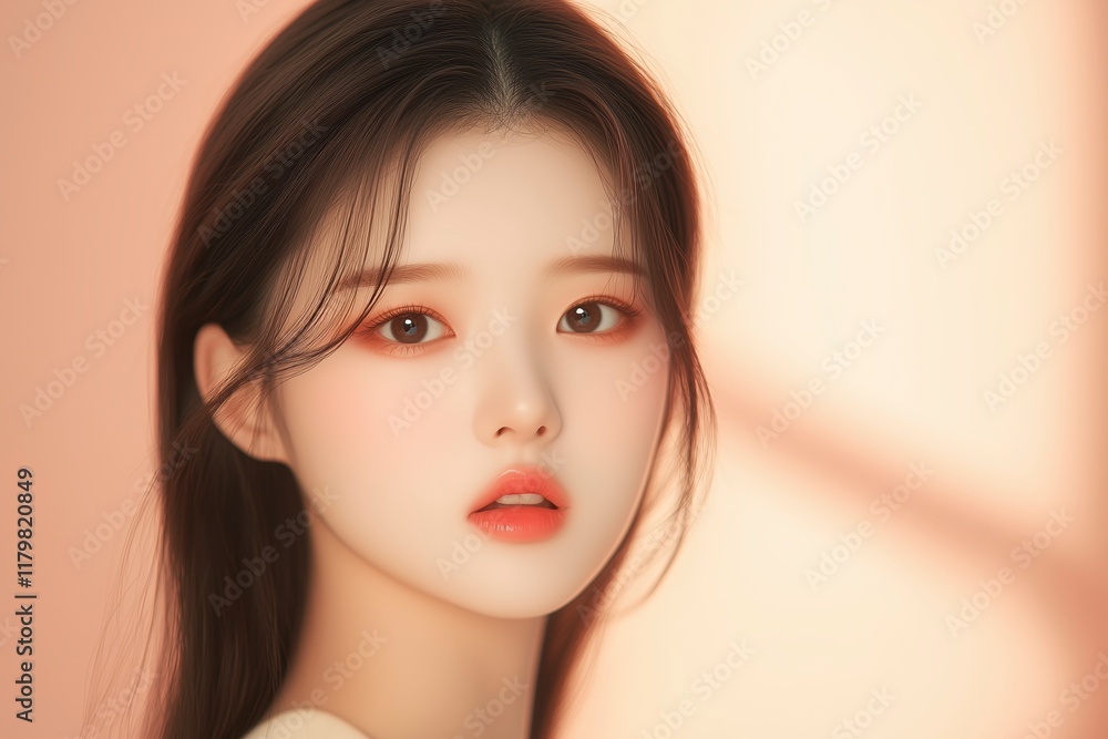 K-pop idol wonyoung showing korean beauty standards with peachy makeup ...