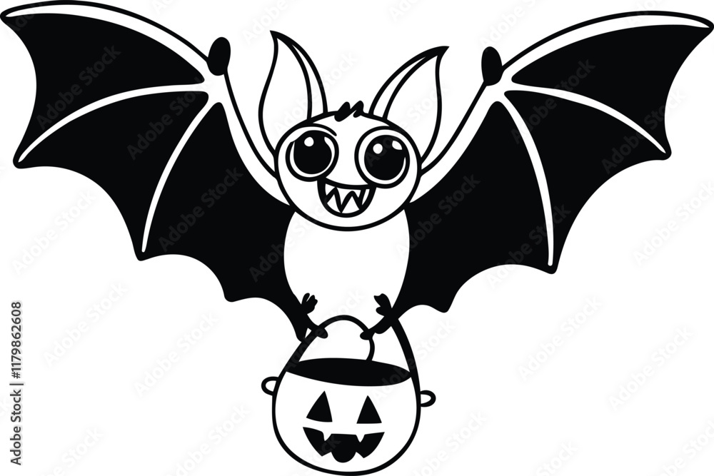 Cartoon bat with a big smile on its face vector, Cartoon bat silhouette ...