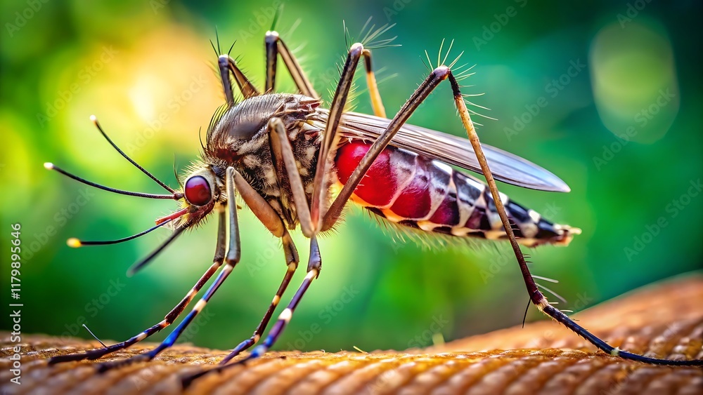 Macro photography of Aedes albopictus, a tiger mosquito, showcases ...
