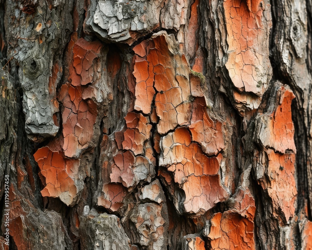 Rugged Red Pine Bark Texture: Weathered Trunk Surface of Old Conifer ...