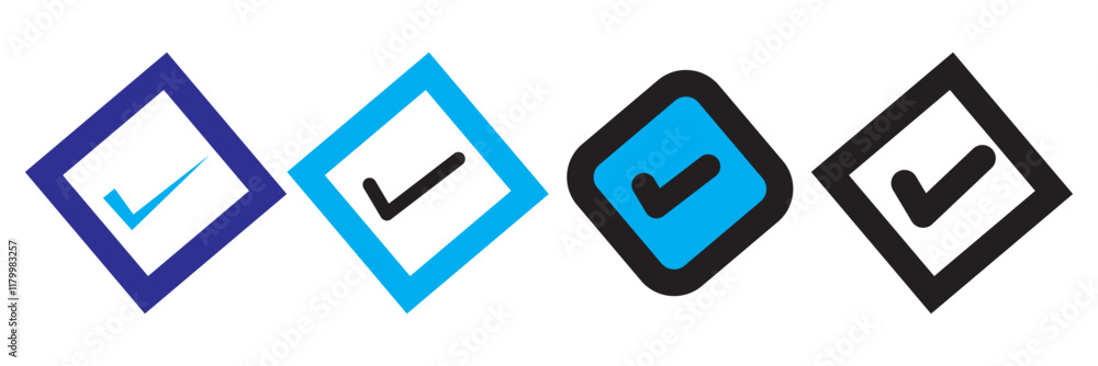Set of colored check mark icons. Tick symbol, tick icon vector ...
