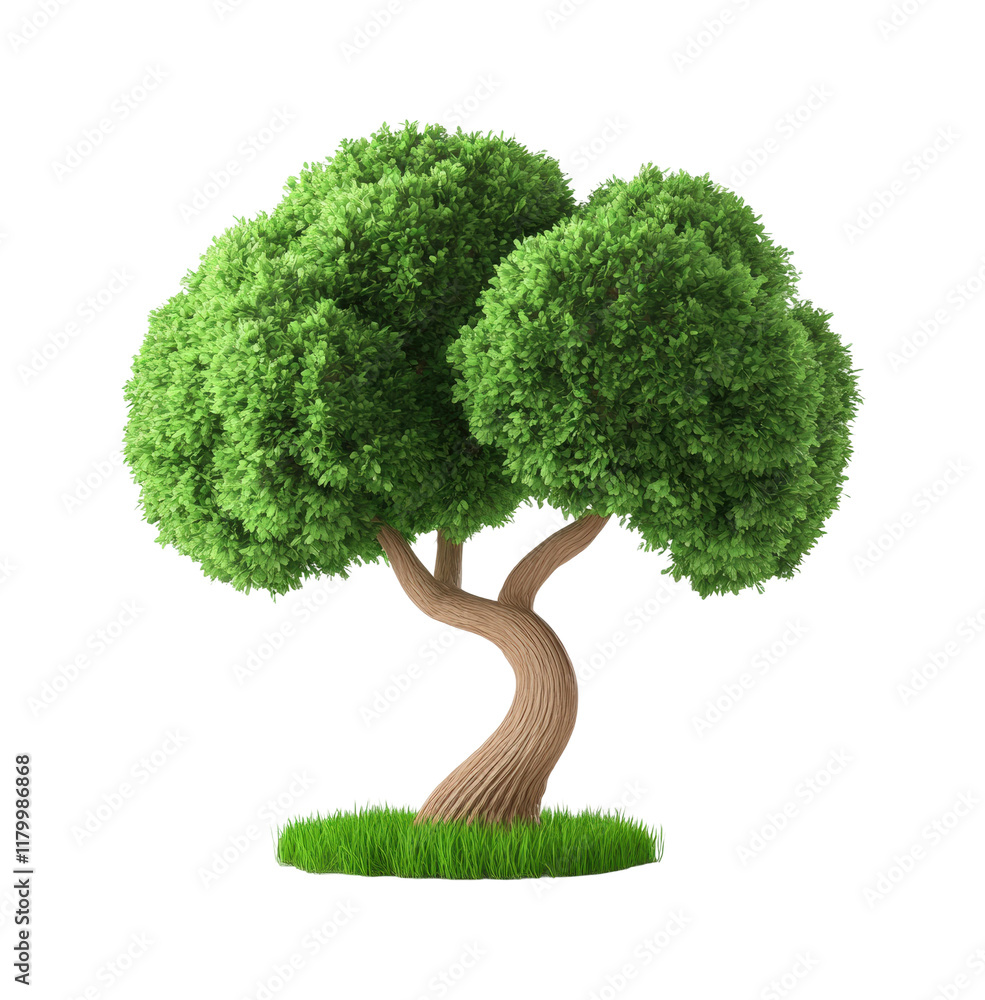 Elegant tree with textured green canopy in nature high fidelity ...