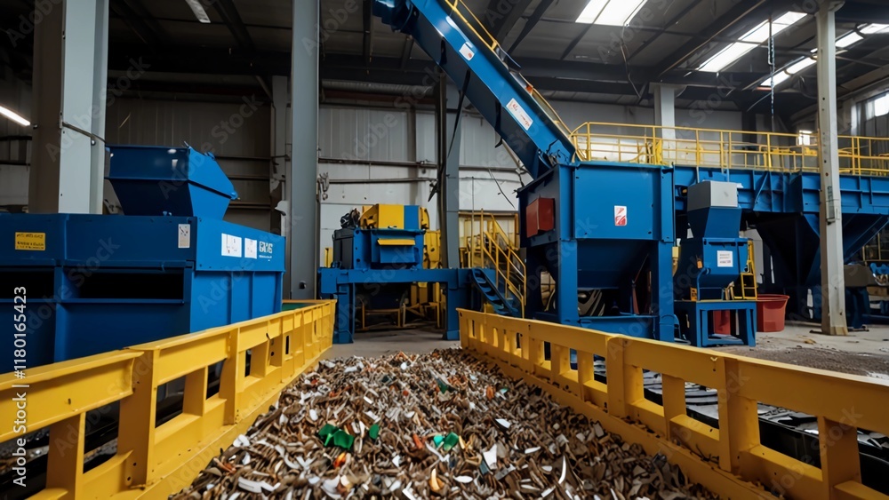 Automated Recycling Plant with Shredders and Separators:Waste ...