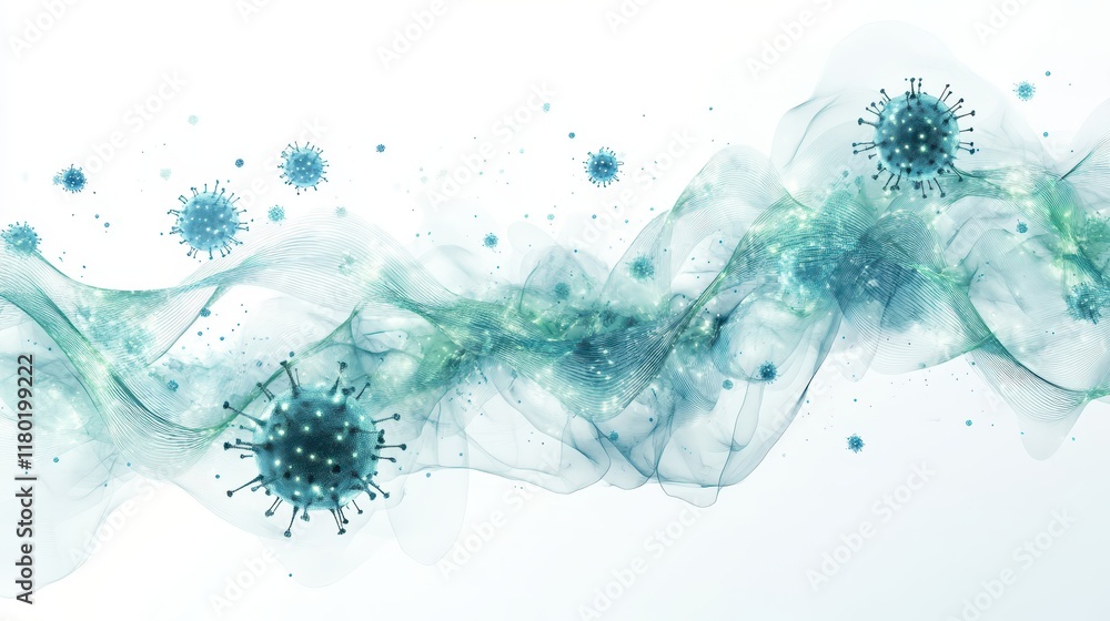 medical themed background with abstract DN strands and Human ...