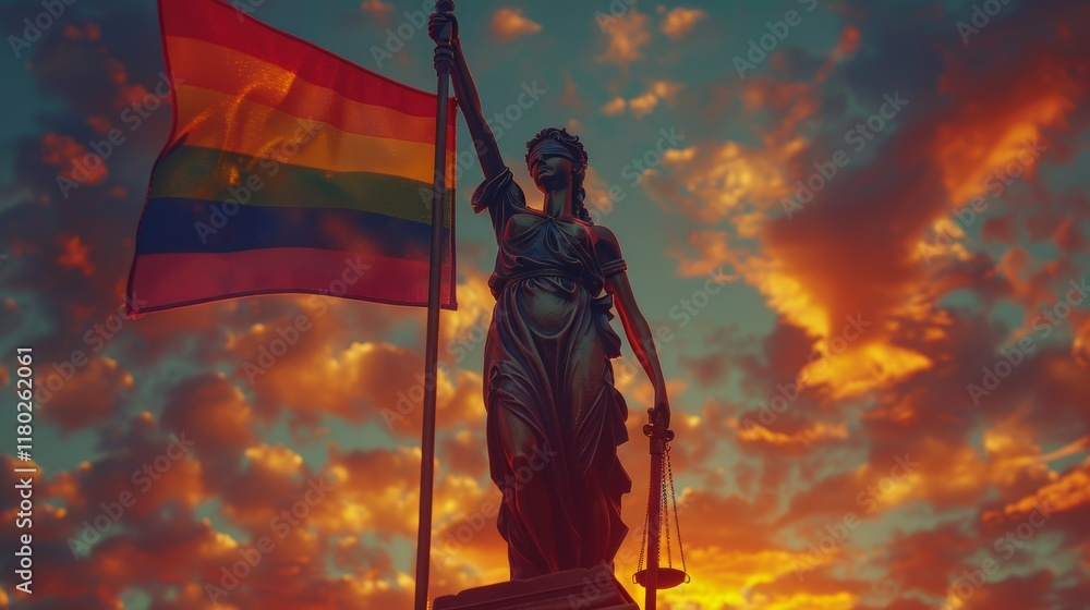 Statue of justice a symbol of law and equality embracing lgbt rights ...