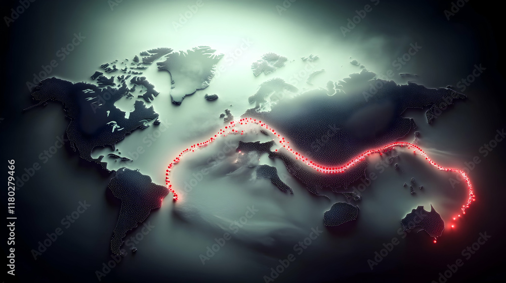 Global Trade Route Map Silk Road Journey, historical commerce path ...