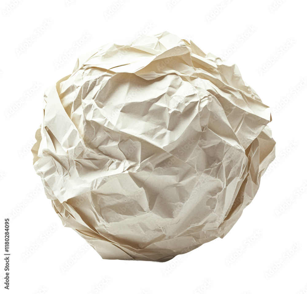 Crumpled paper ball on artistic minimalist design clean aesthetic ...