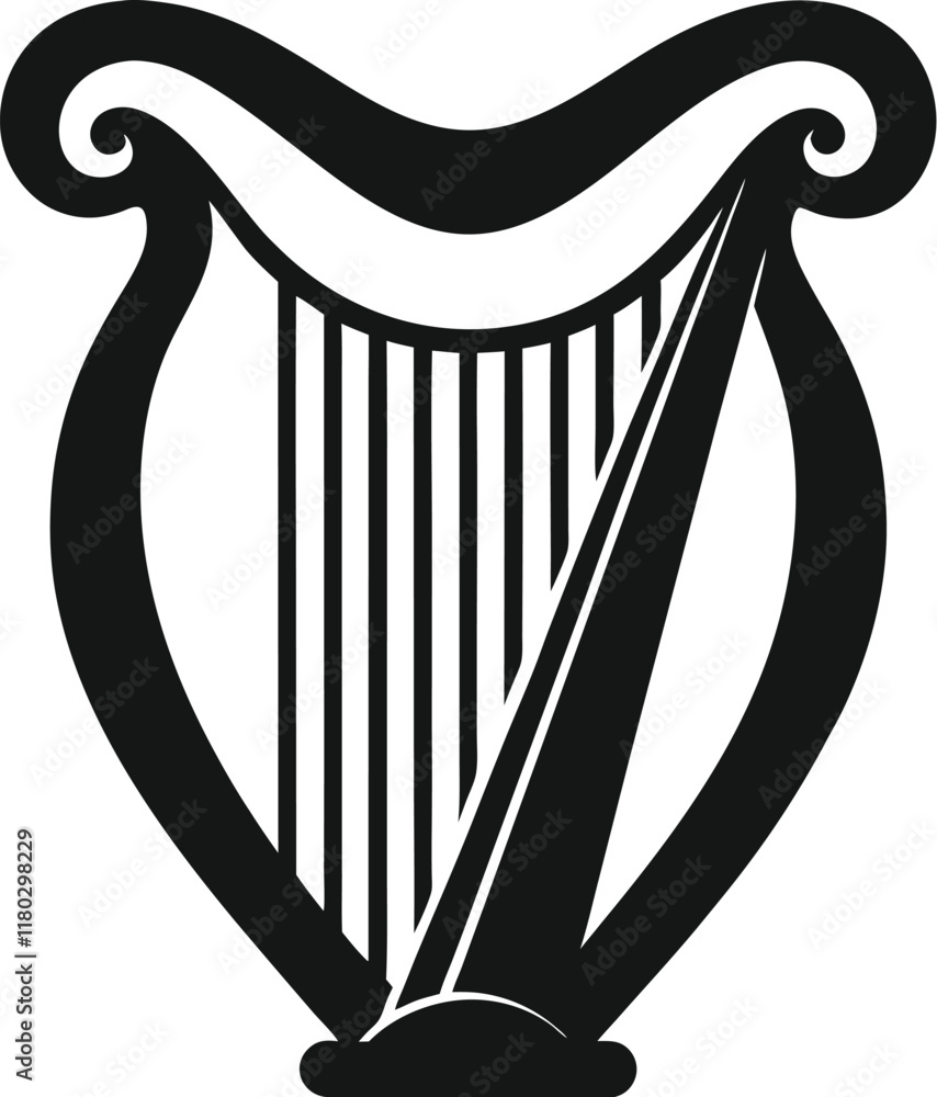 Stock-Vektorgrafik „Irish harp silhouette, Celtic harp vector ...