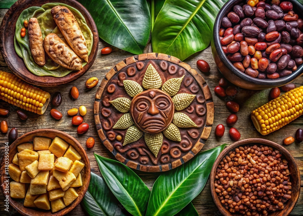 Mayan Ancient Symbols Food Photography: Sacred Corn & Cacao Ritual ...