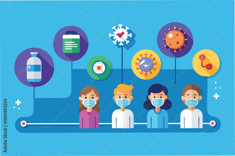 An infographic showing the timeline of hmpv symptoms with clean icons ...