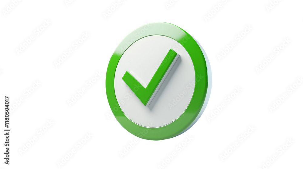 Green Check Mark 3D Icon on white and transparent BackgroundApproval ...