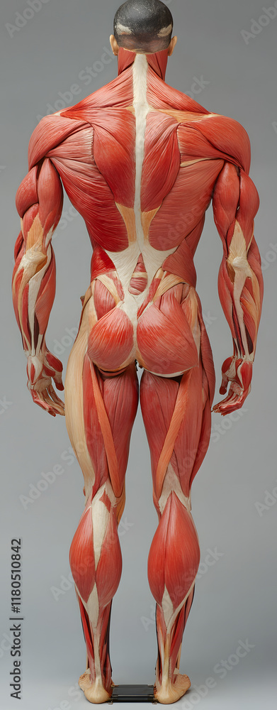 Human Anatomy: Detailed Posterior Muscle View, Showing Body's Muscular ...