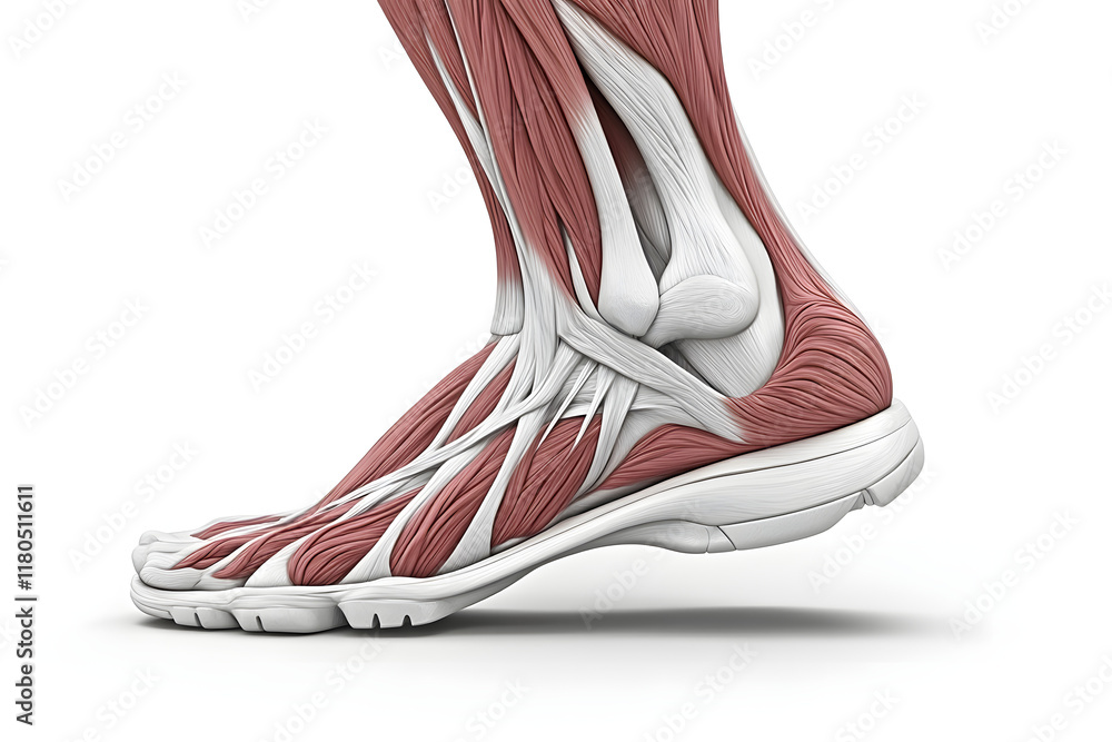 Ilustración de Stock Human Foot Anatomy: Muscles, Bones, and Tendons ...