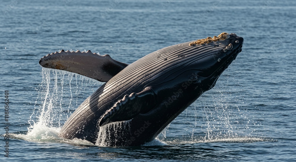 Humpback Whale Breaching Ocean Water Wildlife Marine Mammal Stock Photo ...