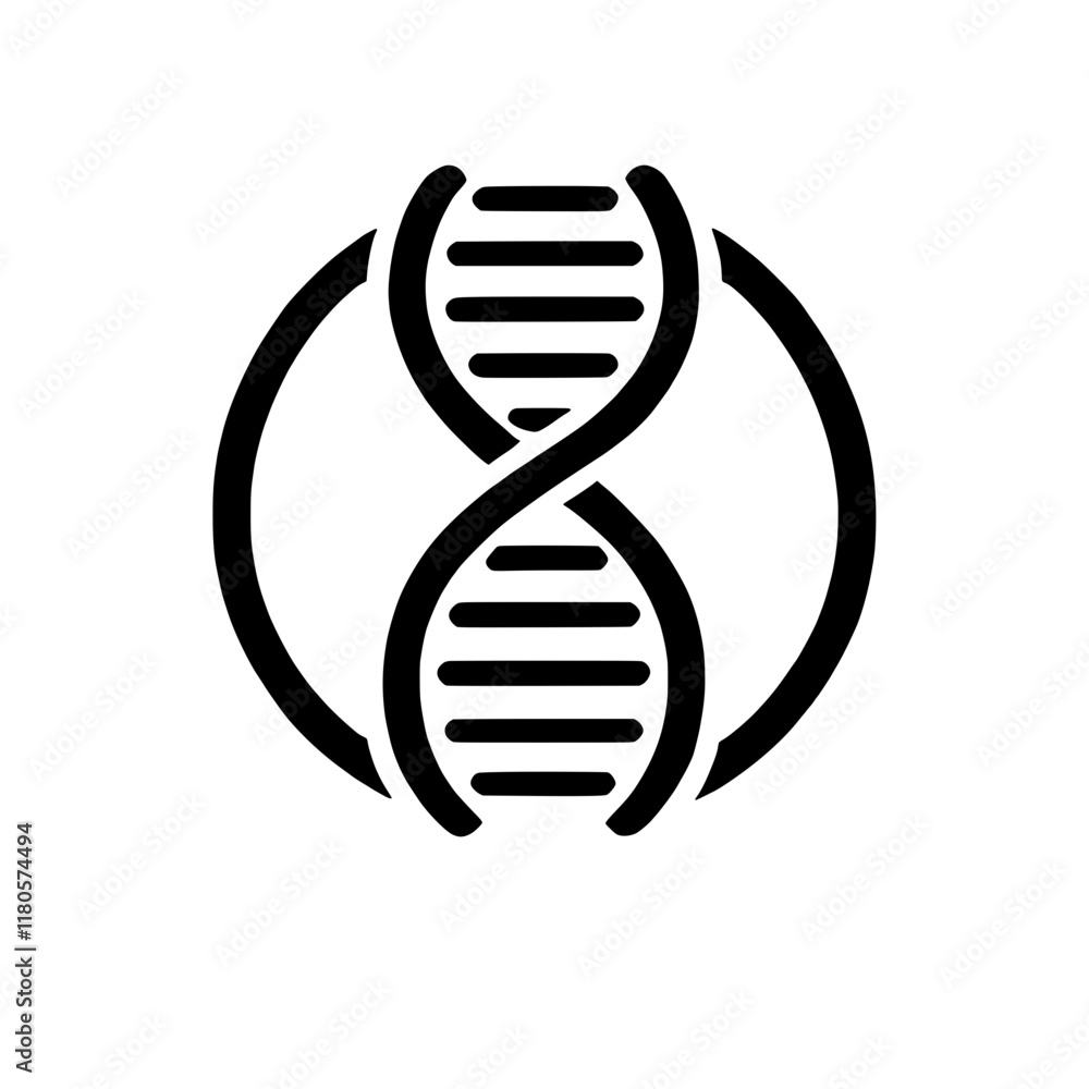 Global Genetic Code: DNA double helix symbol inside a circle ...