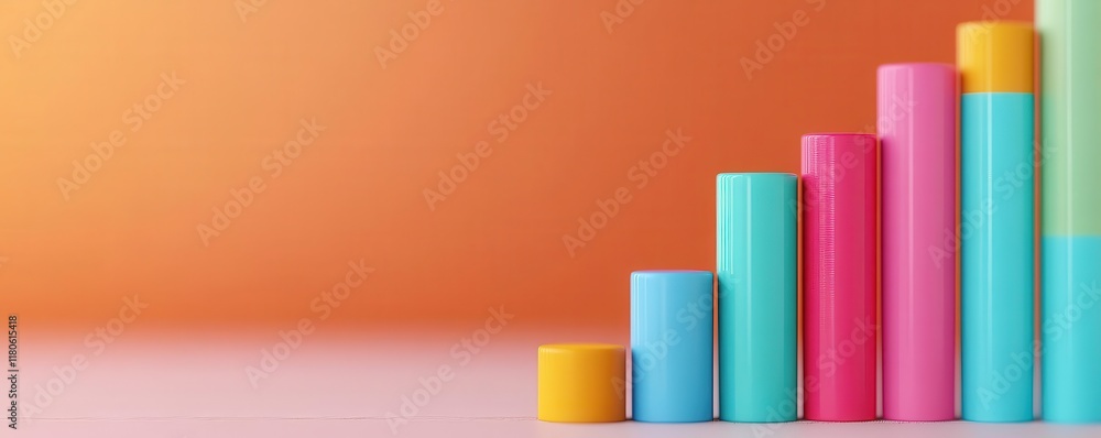 Economic data panel flat design side view projections theme 3D render complementary color scheme ...