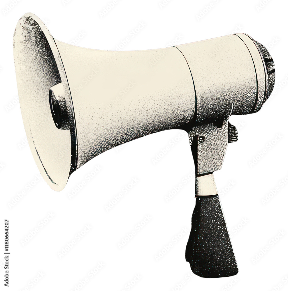 PNG An isolated black and white megaphone illustration background Stock ...