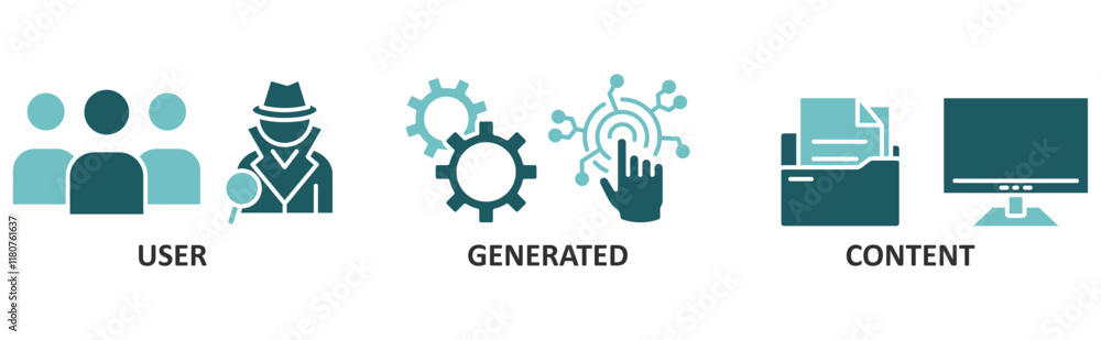 UGC icon set illustration concept with icon of user,generated,content ...