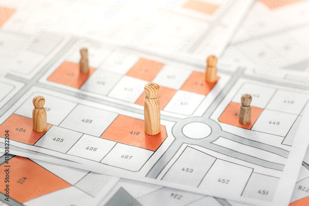 imaginary cadastral map search for assess to buy the land concept. Land ...
