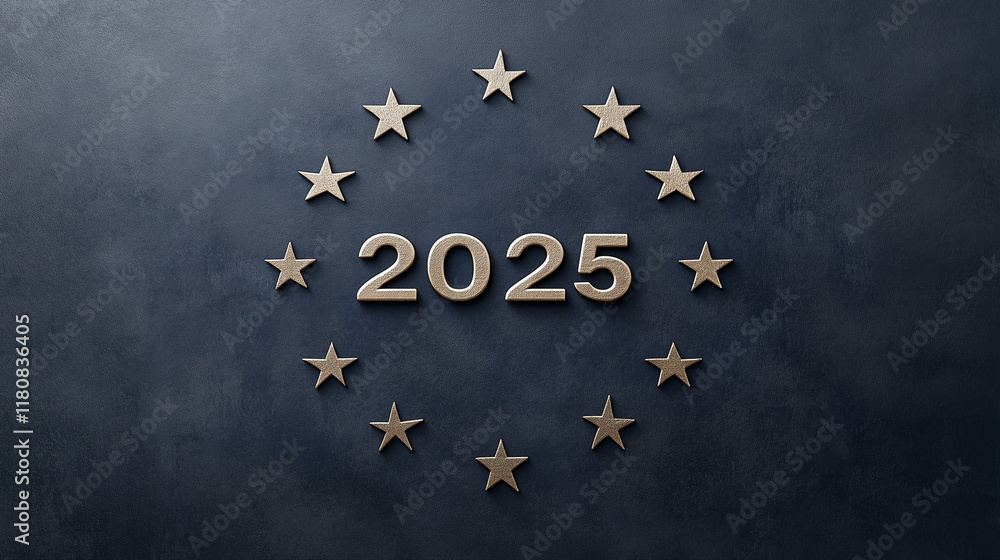 European Union 2025: A symbolic image of the year 2025 encircled by ...