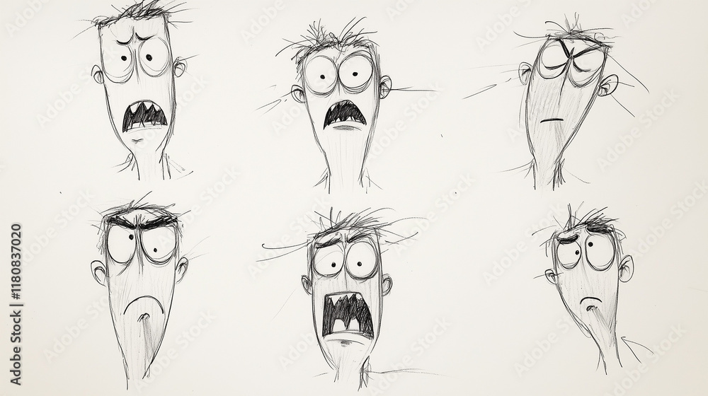 Animated Character Facial Expressions: A set of six distinct and ...