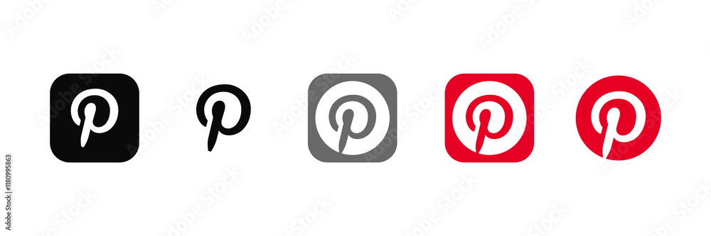 pinterest logo , pinterest icon button in black color. social media ...