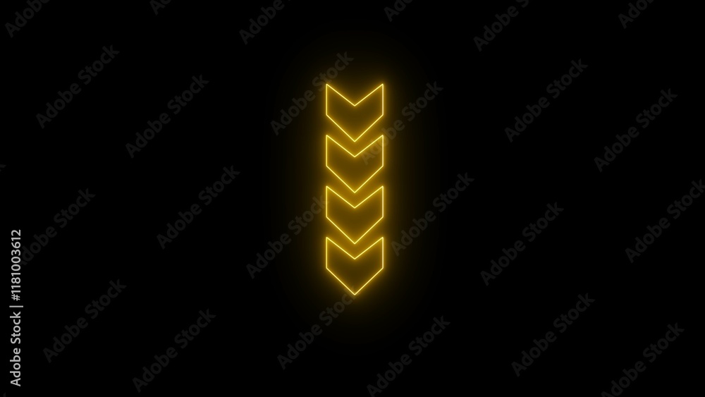 Down arrow icon illustration. neon direction arrow. Lightning direction ...