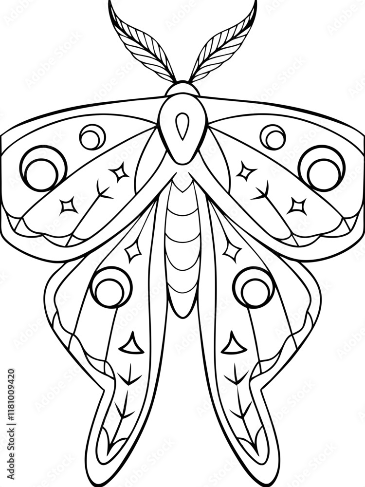 Celestial Luna Moth Ready-to-print coloring page for standard paper ...
