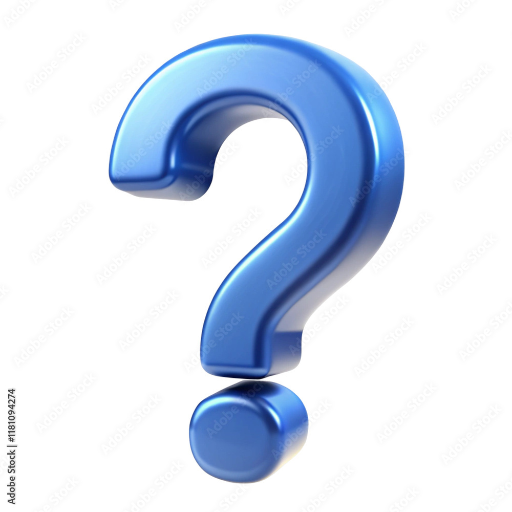 3D question mark for UI/UX design isolated on transparent background ...