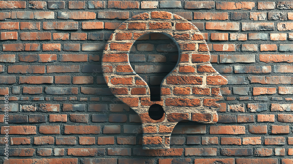 Question mark silhouette in brick wall. Perfect for urban mystery and ...