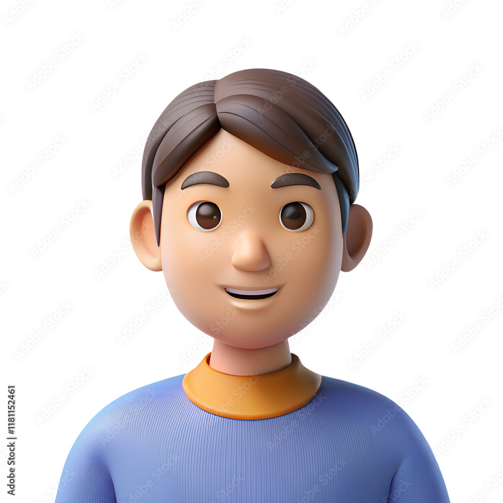 Cartoon character face 3d icon Stock Illustration | Adobe Stock