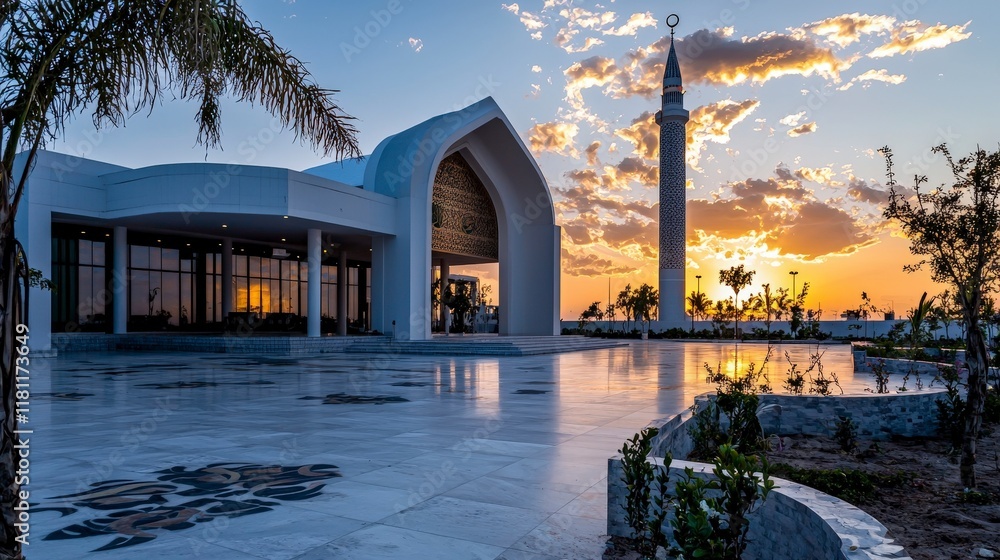 Majestic sunset at yala central mosque architectural wonder outdoor ...