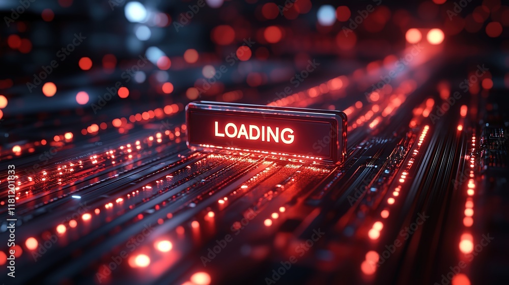 Loading bar with red lines on a minimalist technology background ...