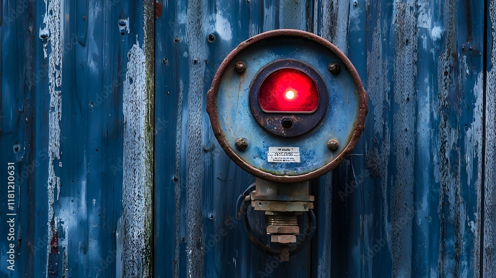 A water meter with a red warning light indicating empty levels. Stock ...